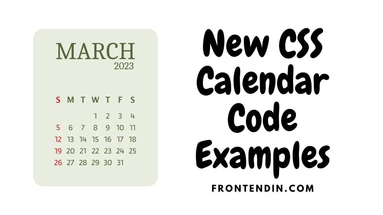 50+ New CSS Calendar Code Examples - gscode